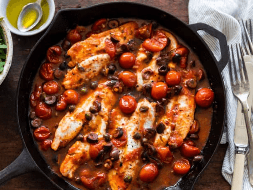Barramundi with Cherry Tomatoes, Capers and Olives - C Si Bon - C Si ...