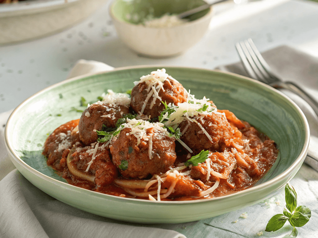 Beef Meatballs, Potato Puree, Napoli Sauce with Parmesan Cheese - Lucas ...